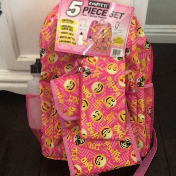 Bags | New Emoji 5 Pieces Set Backpack | Poshmark